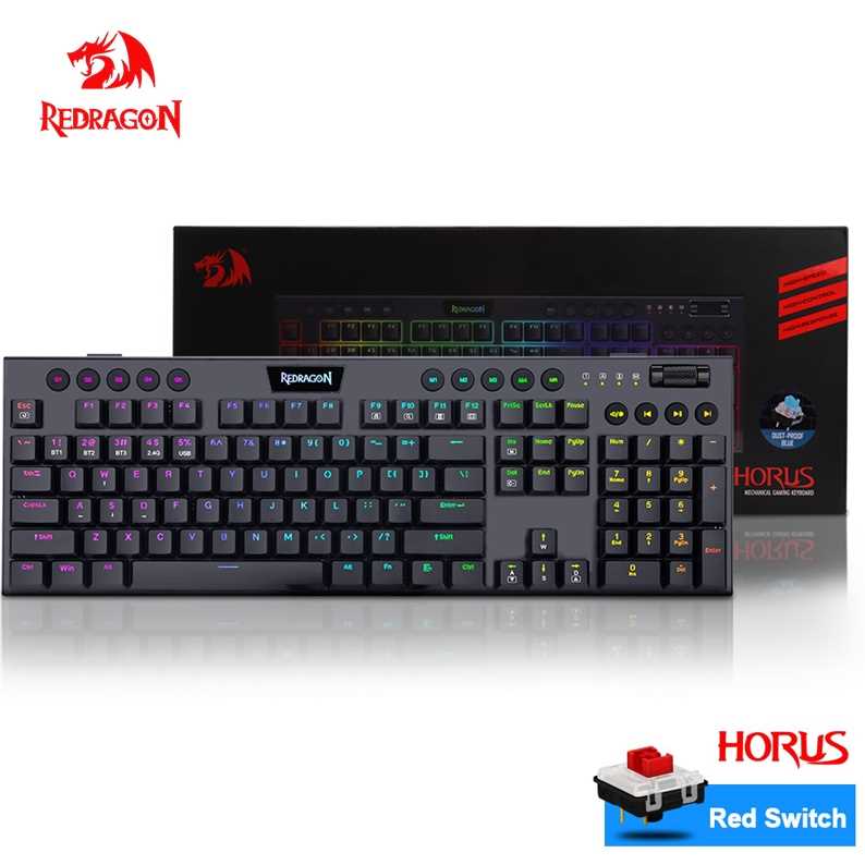 TECLADO REDRAGON K618-RGB-SP HORUS FS WIRELESS SW-RED | RyR Computacion