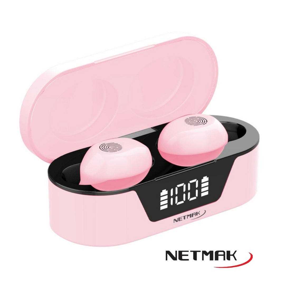 AURICULAR BT NETMAK EARBUDS NM-BIZA ROSE | RyR Computacion