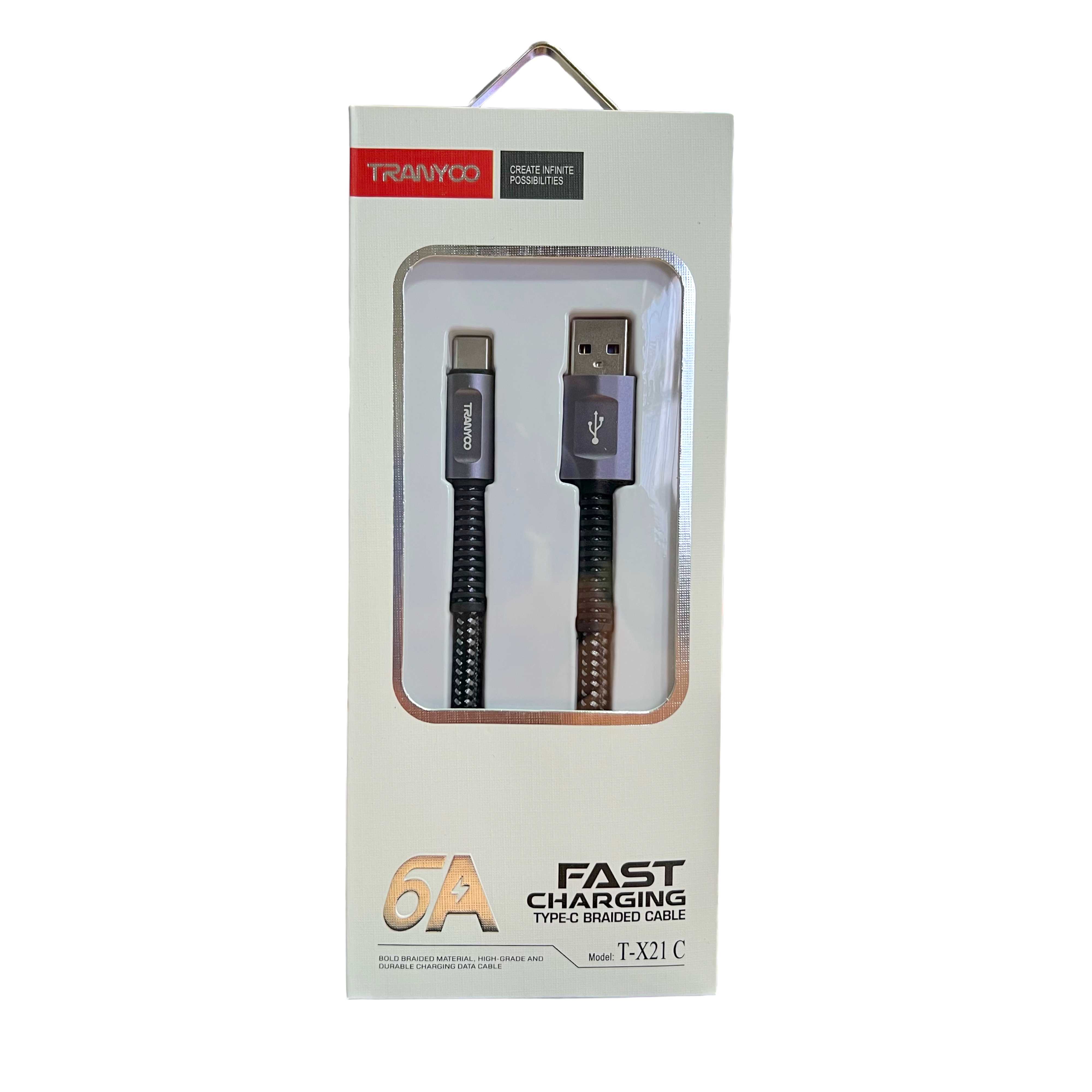 CABLE USB A TIPO C TRANYOO 1M 6A T-X21C | RyR Computacion