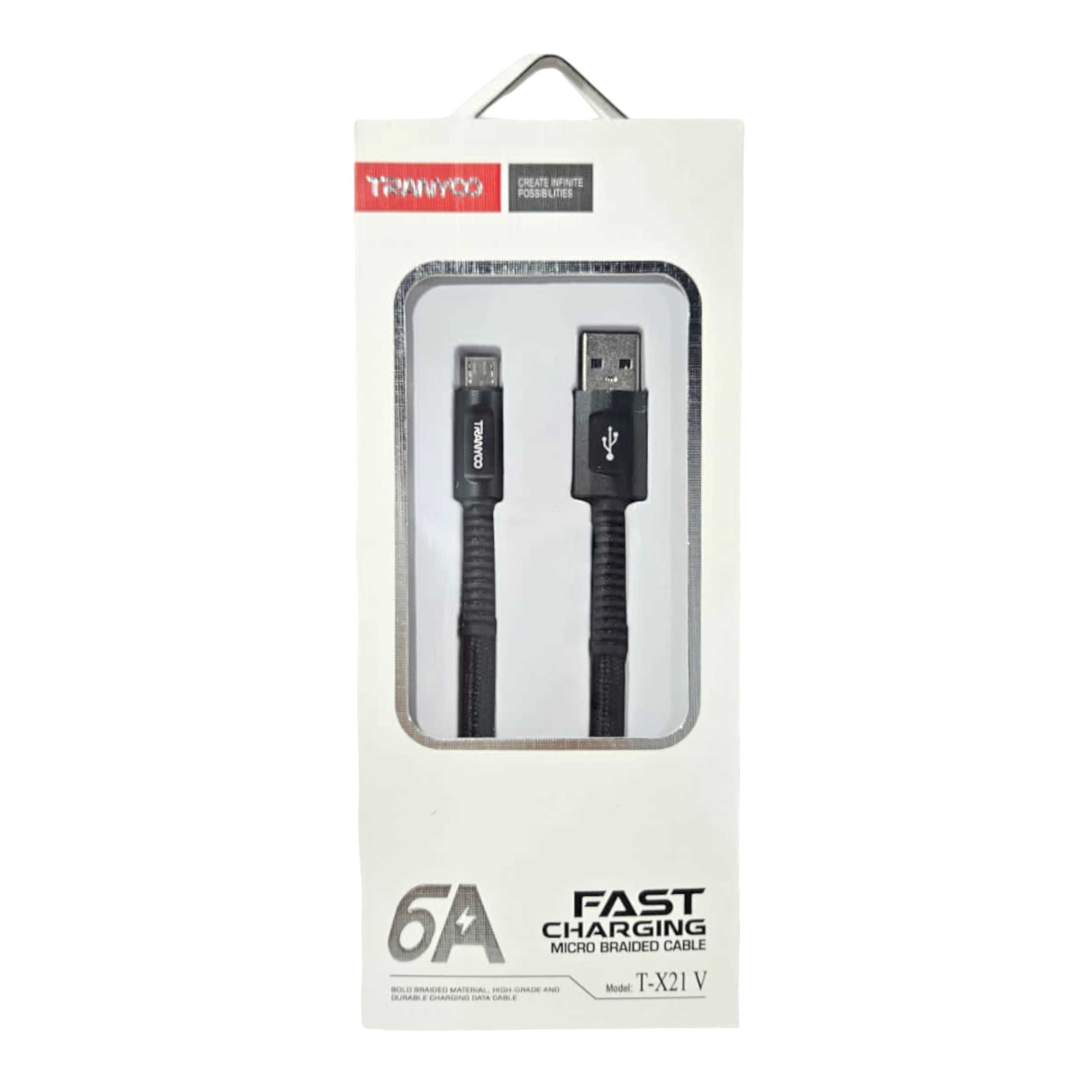 CABLE USB A MICRO V8 TRANYOO 1M 6A T-X21V8 | RyR Computacion