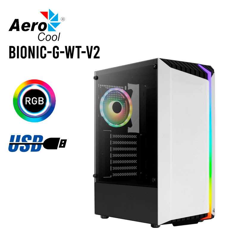 GABINETE AEROCOOL BIONIC V2 WHITE (MID TOWER) | RyR Computacion