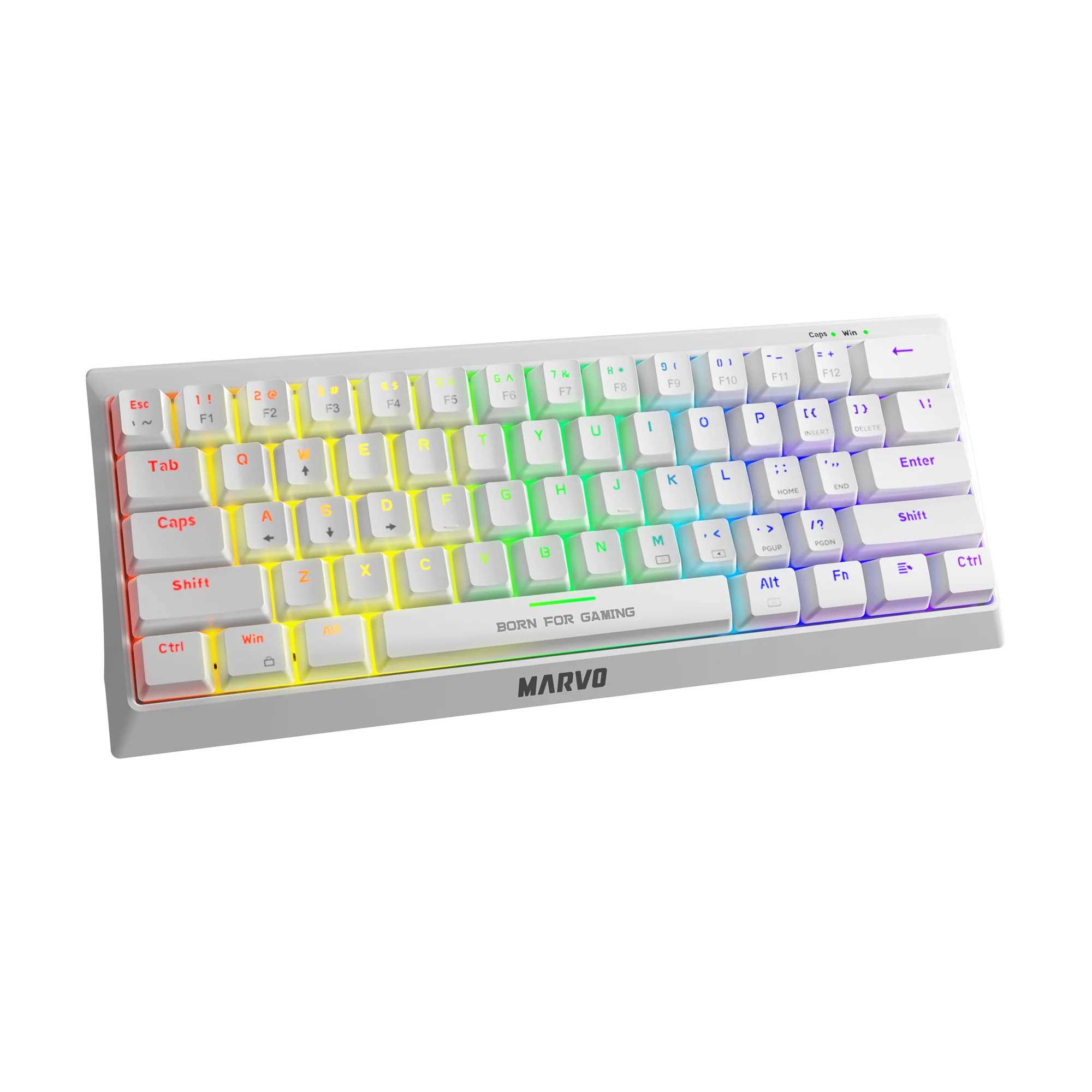TECLADO MARVO KG962G RAINBOW WHITE 60% SW RED | RyR Computacion