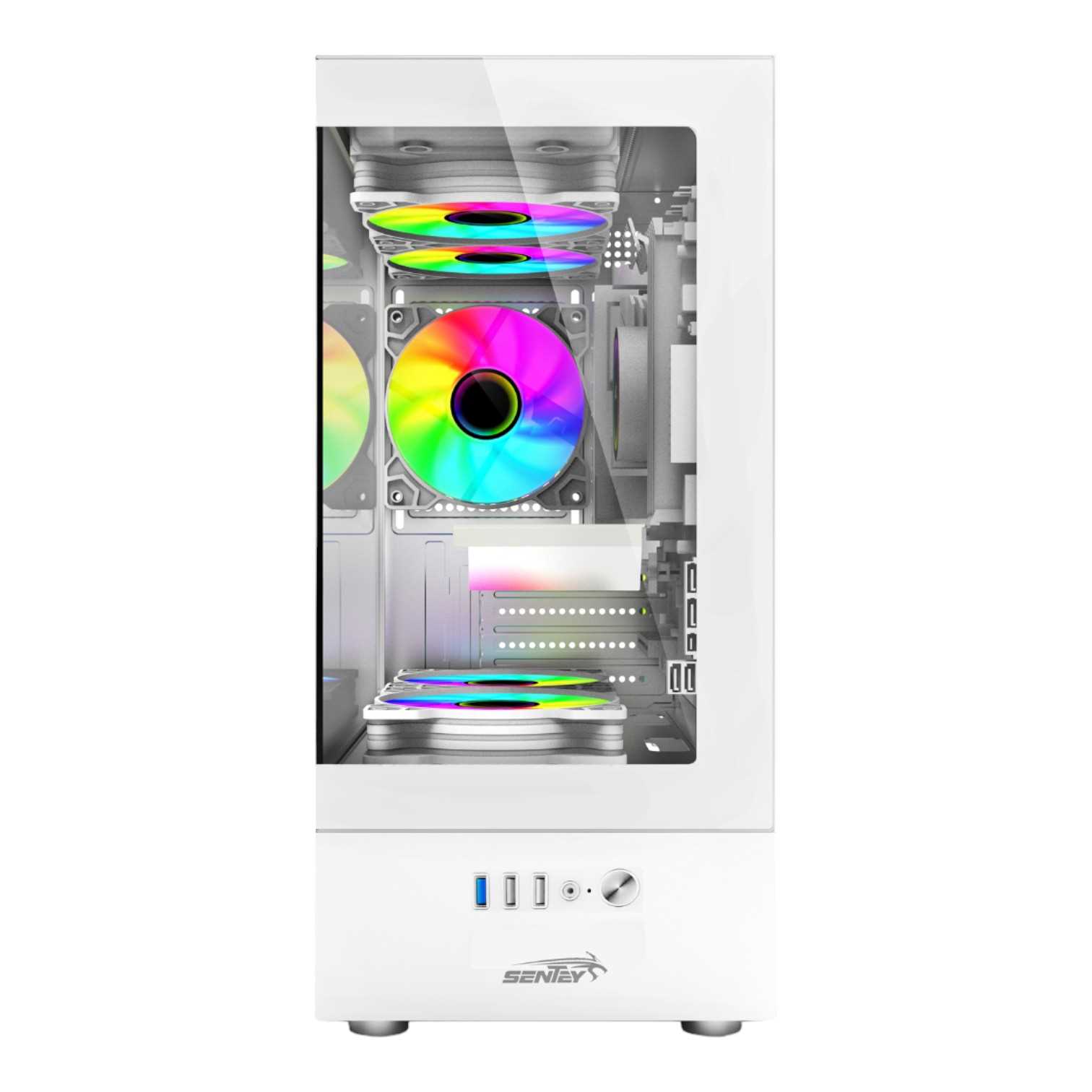 GABINETE SENTEY H10 6100-SF WHITE LATERAL Y FRENTE VIDRIO TEMPLADO ...