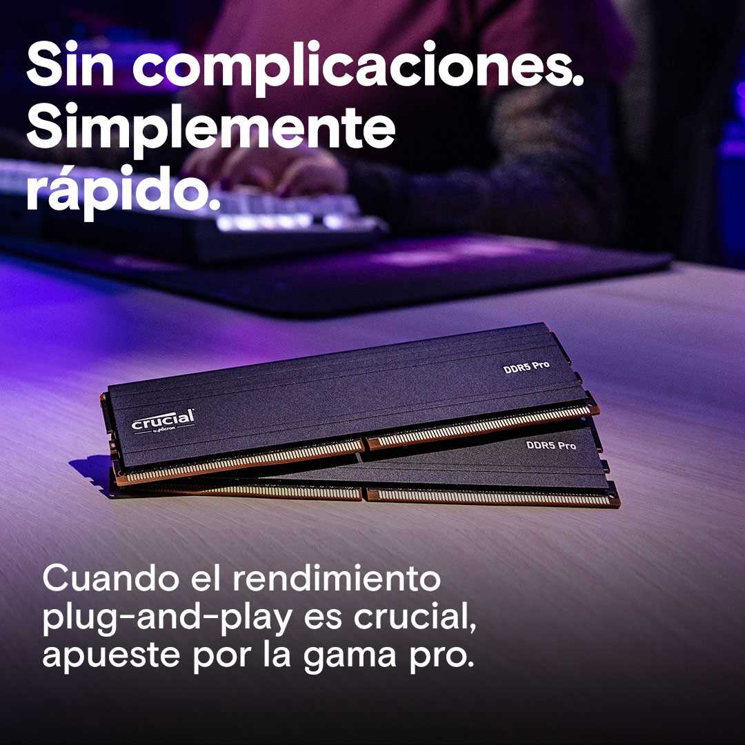 MEMORIA RAM DDR5 24GB CRUCIAL PRO 6000MHZ | RyR Computacion