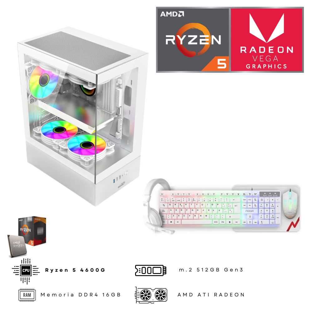 PC GAMER AMD RYZEN 5 4600 PRO SNOW EDITION 2 (16GB DDR4 - M.2 512GB ...