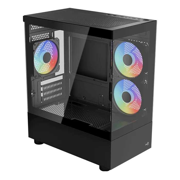 GABINETE AEROCOOL VIEWPORT MINI-G-BK-V2 3FAN RGB BLACK | RyR Computacion