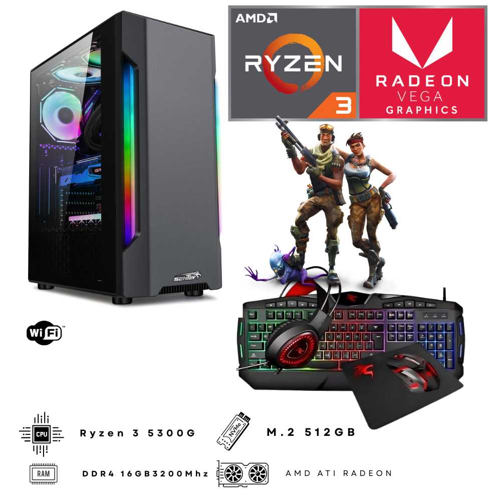 PC AMD GAMER RYZEN 3 5300G WIFI ESSENS (16GB DDR4 - M.2 500GB ...