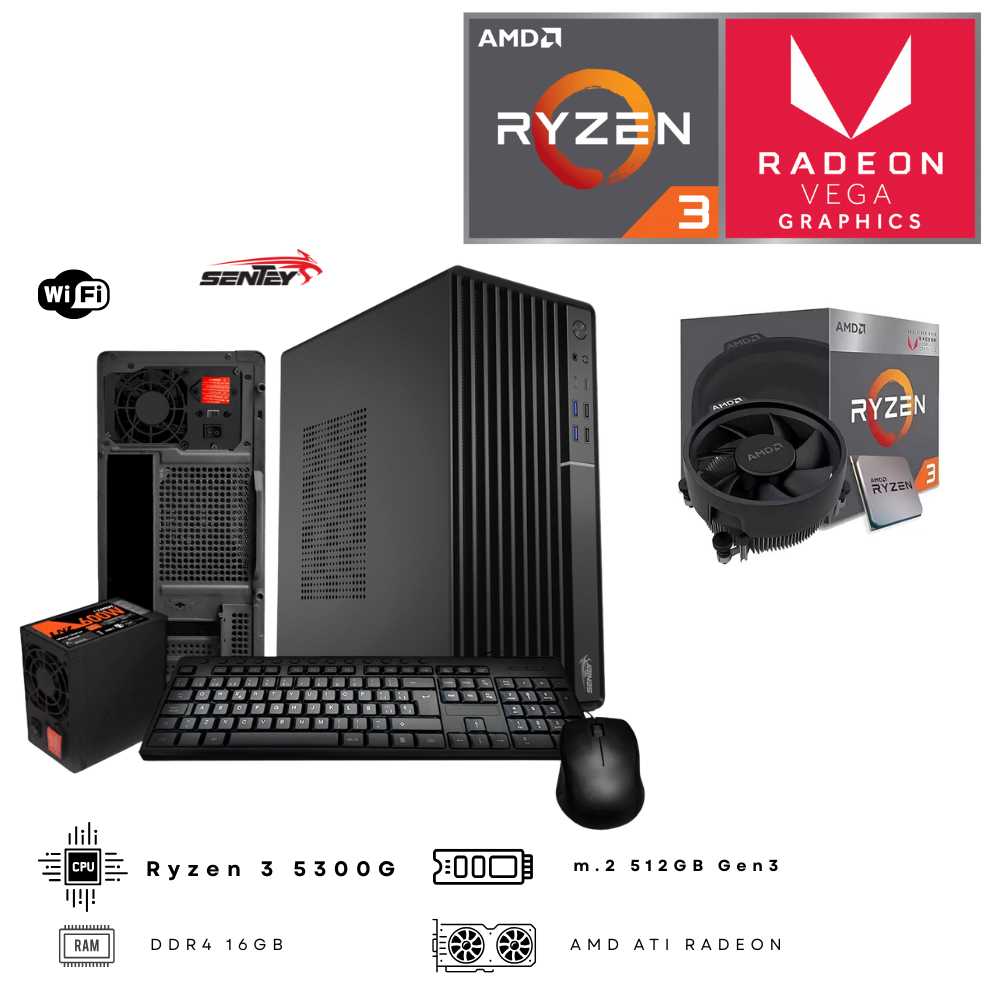 PC AMD GAMER RYZEN 3 5300G WIFI TM50 (16GB DDR4 - M.2 512GB - GRAFICOS ...